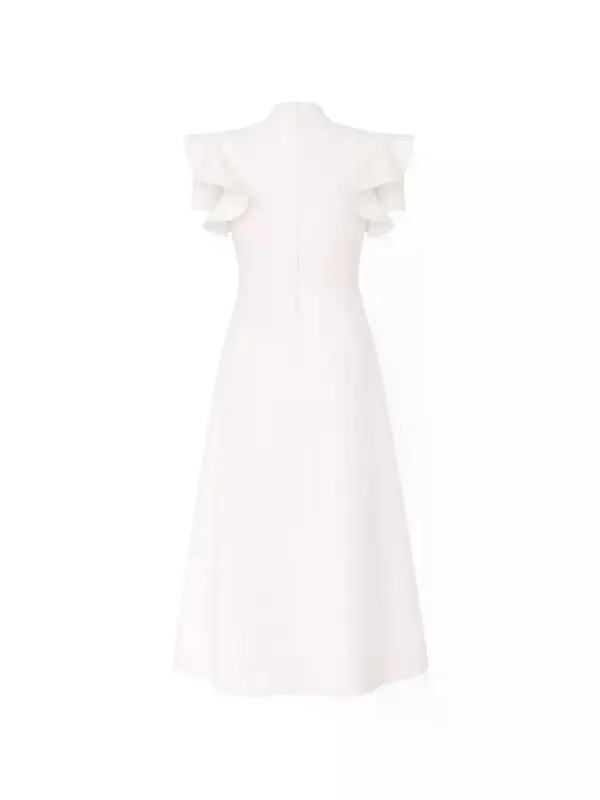 Moschino Ruffled-sleeve V-neck Midi Dress