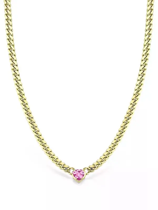 LOGAN HOLLOWELL Cuban Pink Sapphire Chain Necklace - Gold