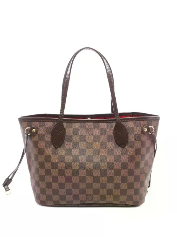 LOUIS VUITTON Damier Ebene Canvas Neverfull Pm Tote Bag - Brown