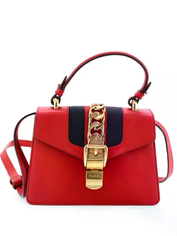 Gucci Sylvie Top Handle Bag Leather Mini Satchel