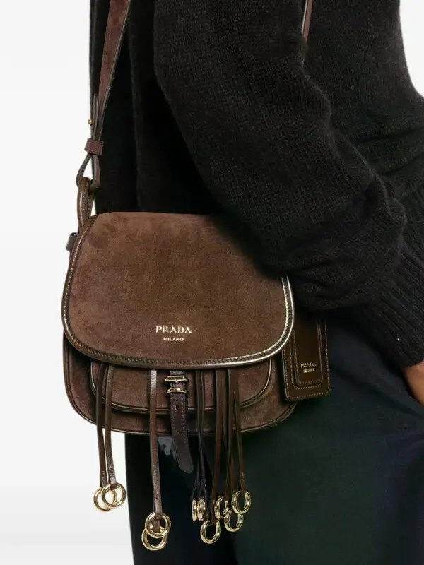 Prada Fringe-detail Suede Shoulder Bag