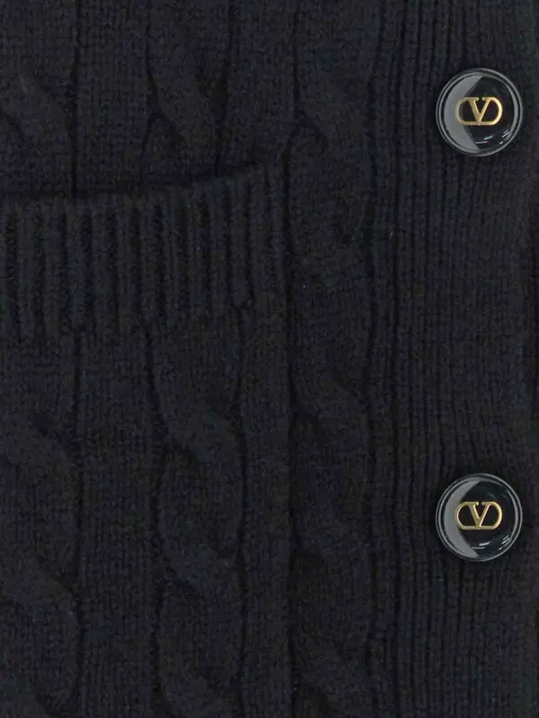 Valentino Garavani Cable Knit Belted Cardigan - Black