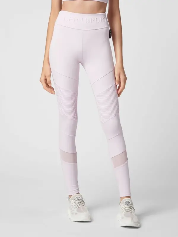 PLEIN SPORT High-waisted Technical Fabric Leggings - Pink