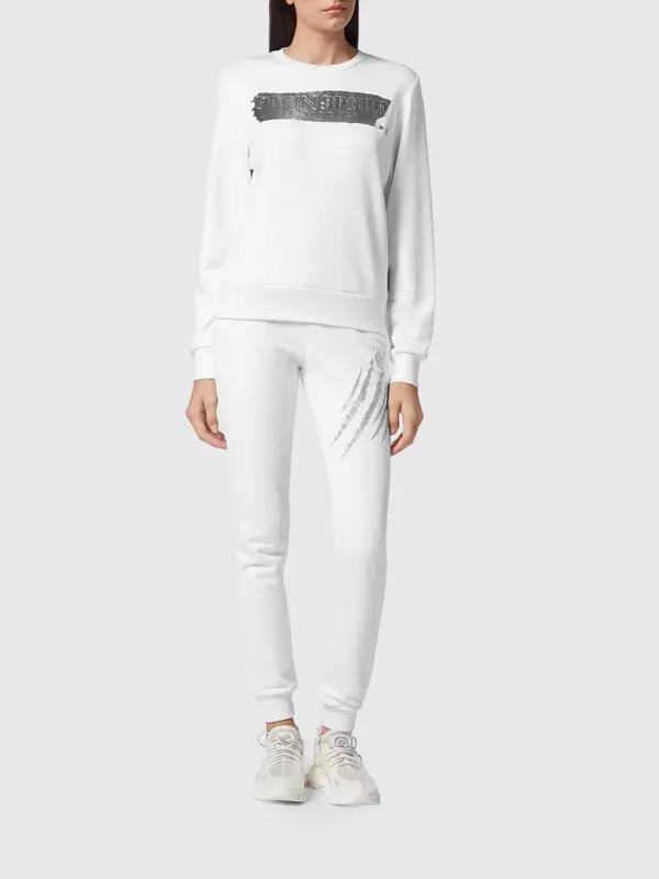 PLEIN SPORT Crewneck Jersey Sweatshirt With Contrast Logo Detail