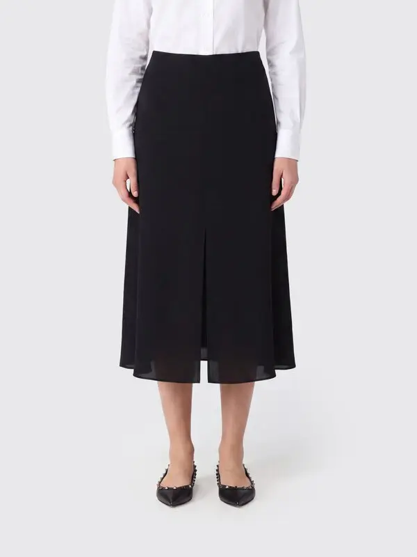 Valentino Garavani High-waisted A-line Midi Silk Skirt - Black