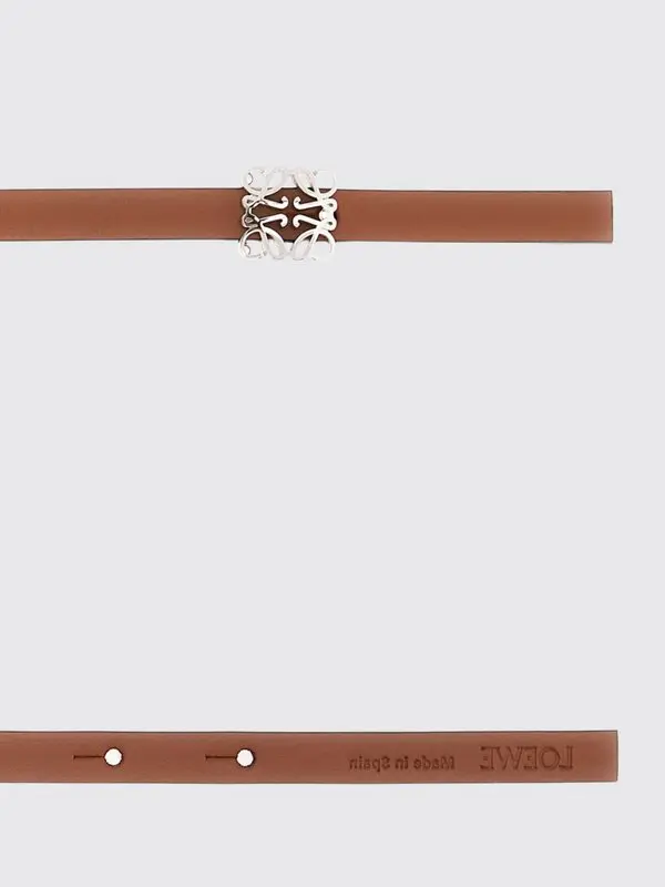 Loewe Anagram Thin Calfskin Leather Belt With Gold Monogram Buckle