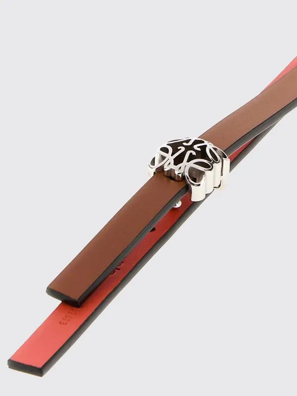 Loewe Anagram Thin Calfskin Leather Belt With Gold Monogram Buckle