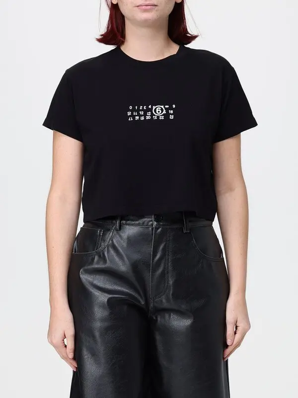 MAISON MARGIELA Slim Fit Cotton T-shirt With Numeric Logo - Black