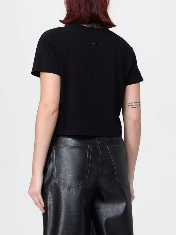 MAISON MARGIELA Slim Fit Cotton T-shirt With Numeric Logo - Black