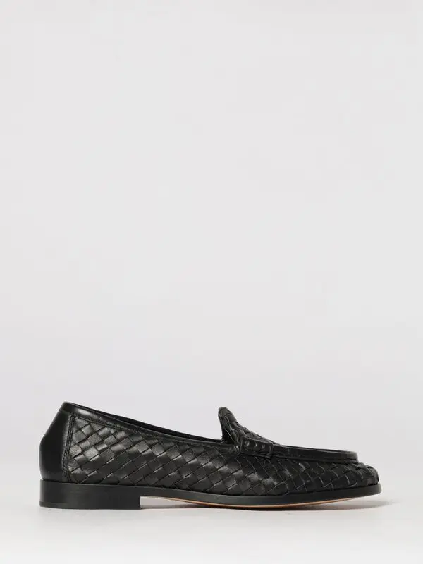 Bottega Veneta Silenzio Intrecciato Lambskin Loafers - Black