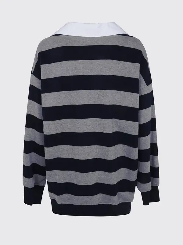 N° 21 Relaxed Fit Striped Long-sleeved Cotton-blend Polo - Grey