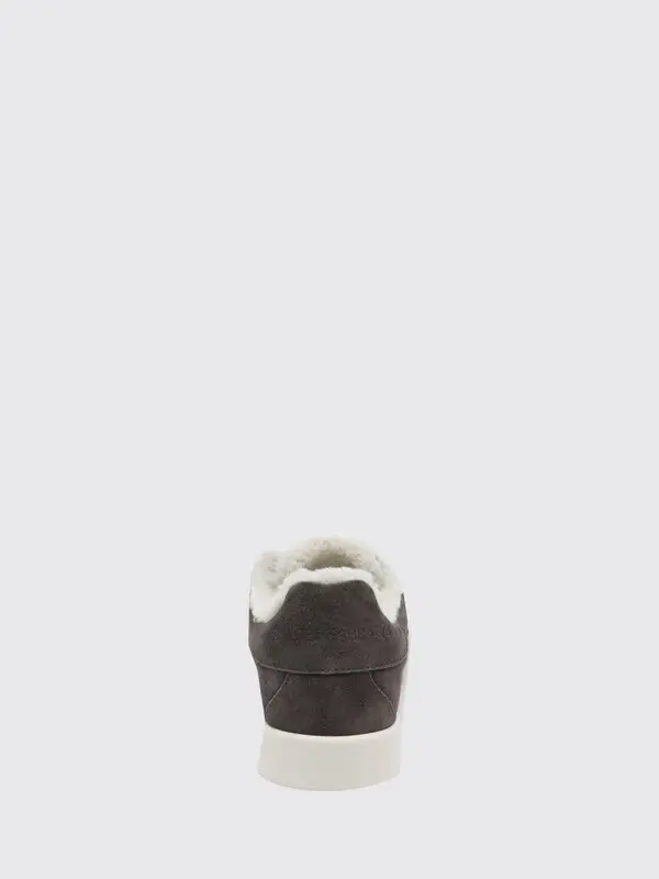 Dolce & Gabbana Shearling And Suede Dg Monogram Low-top Sneakers - Brown