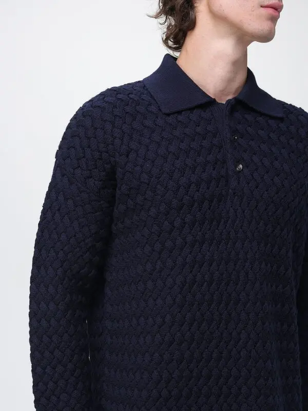 Bottega Veneta Relaxed Fit Long-sleeve Knitted Wool Polo Shirt - Blue