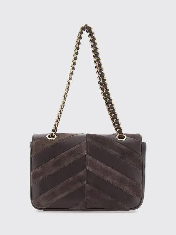 Valentino Garavani Djuna Chevron Nappa Shoulder Bag With Vlogo Signature - Brown