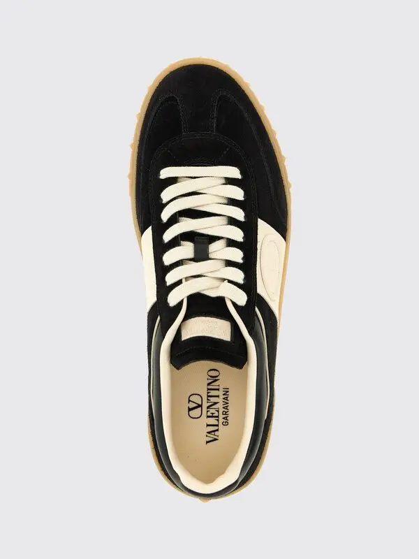 Valentino Garavani Upvillage Suede And Calfskin Low-top Sneakers With Vlogo - Amber