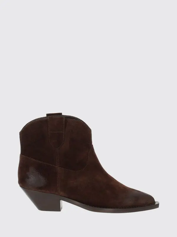 VIA ROMA 15 Aged Leather Western Ankle Boots - Dark