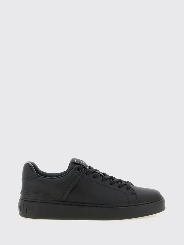 Balmain B-court Bi-smooth Calf Leather Sneakers - Black