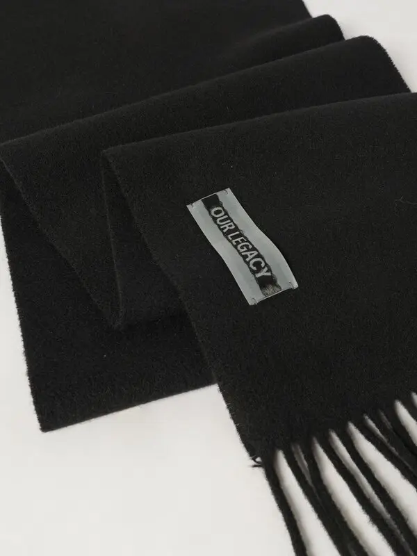 Our Legacy Estate Wool Scarf In With Fringed Edges And Logo