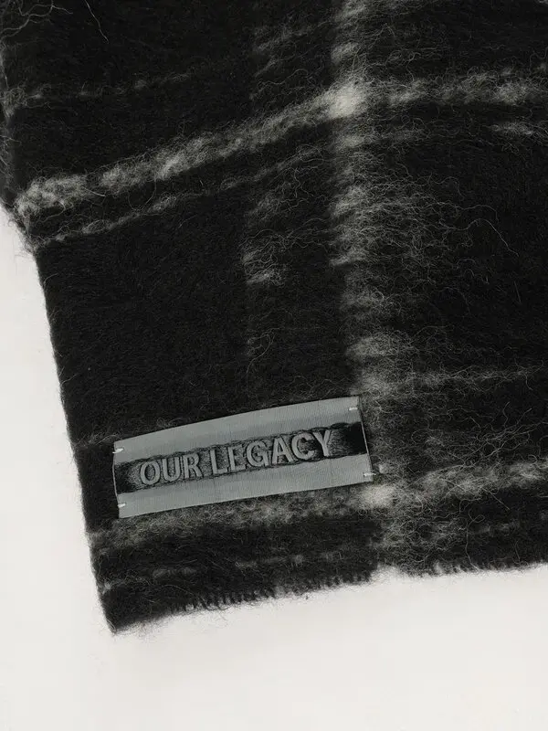 Our Legacy Estate Check Fringed Scarf In An Alpaca And Wool Blend