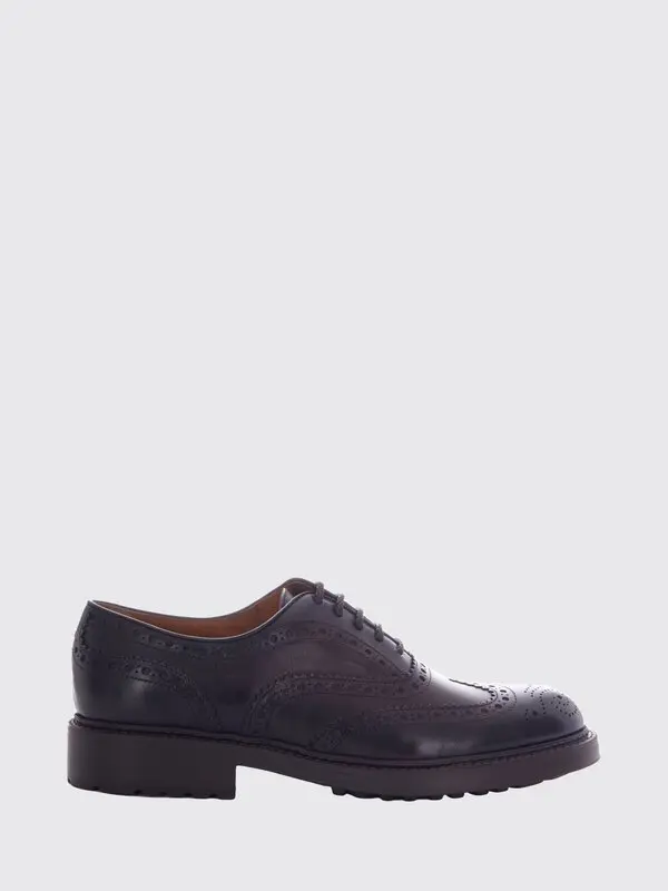 DOUCAL'S Smooth Calfskin Brogue Derby Shoes With Rubber Sole - Dark