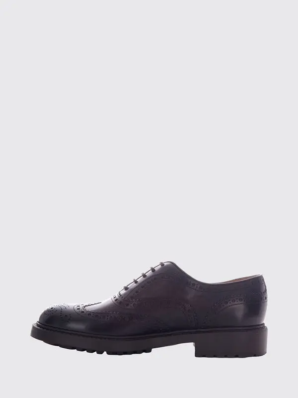 DOUCAL'S Smooth Calfskin Brogue Derby Shoes With Rubber Sole - Dark