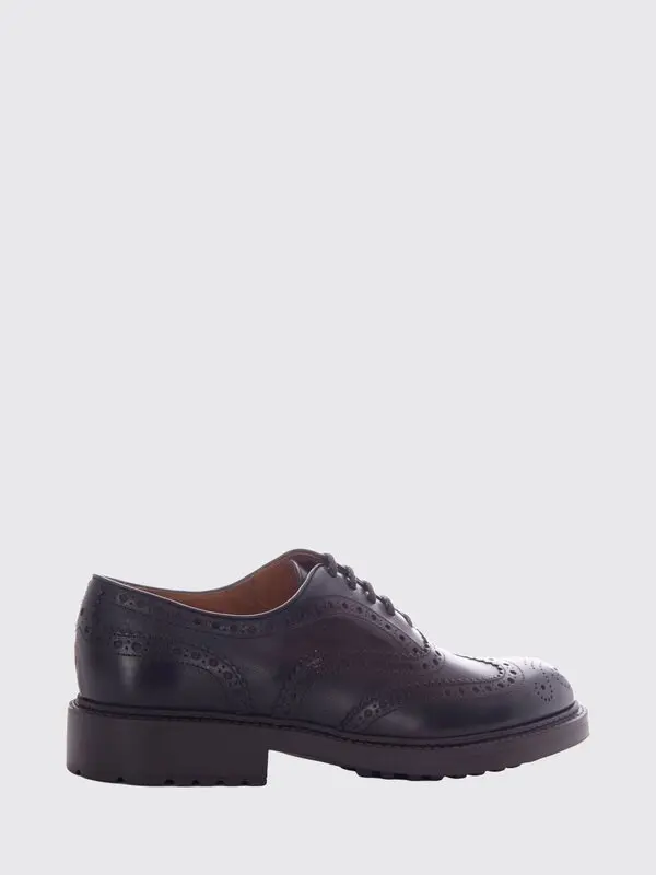 DOUCAL'S Smooth Calfskin Brogue Derby Shoes With Rubber Sole - Dark