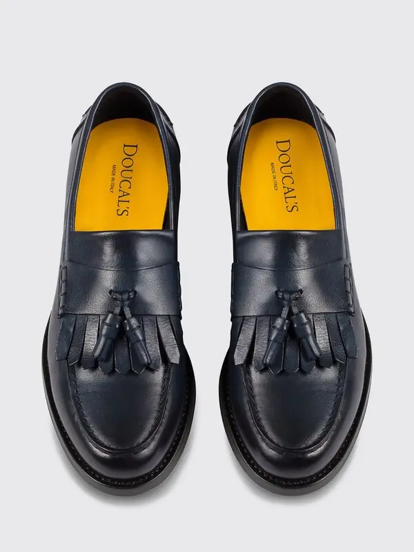 DOUCAL'S Tassel Loafers In Smooth Calfskin Leather - Sapphire