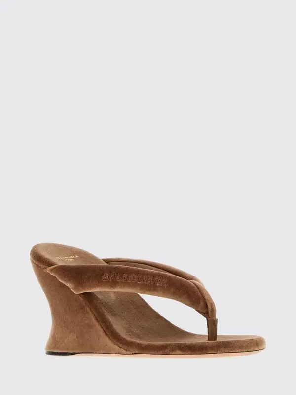 Balenciaga Velvet Wedge Thong Sandals - Hazel