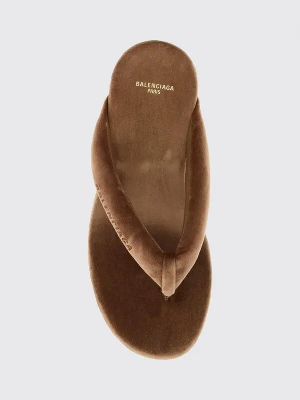 Balenciaga Velvet Wedge Thong Sandals - Hazel