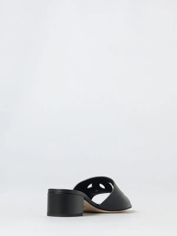 Dolce & Gabbana Calfskin Mules With Cut-out Dg Monogram - Black