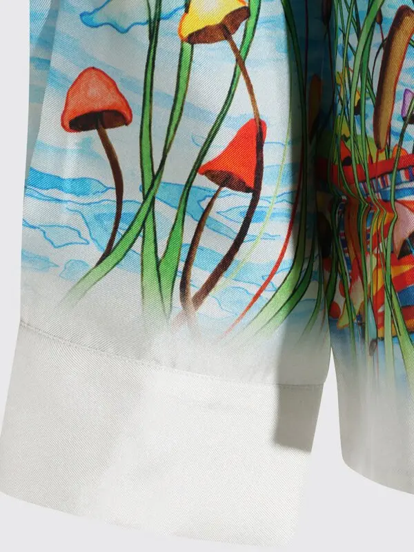 Casablanca Graphic Print Silk Shirt With Cuban Collar