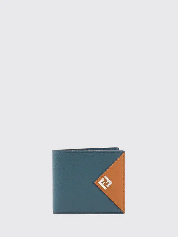 Fendi Lui Ff Monogram Grained Leather Bifold Wallet - Blue