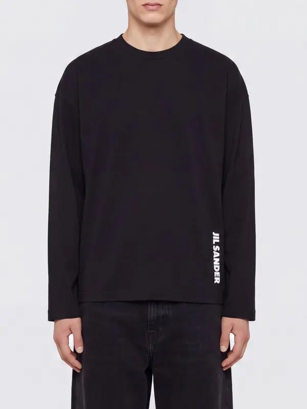 JIL SANDER Long-sleeved Cotton T-shirt With Contrast Logo