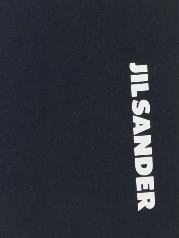 JIL SANDER Long-sleeved Cotton T-shirt With Contrast Logo - Blue
