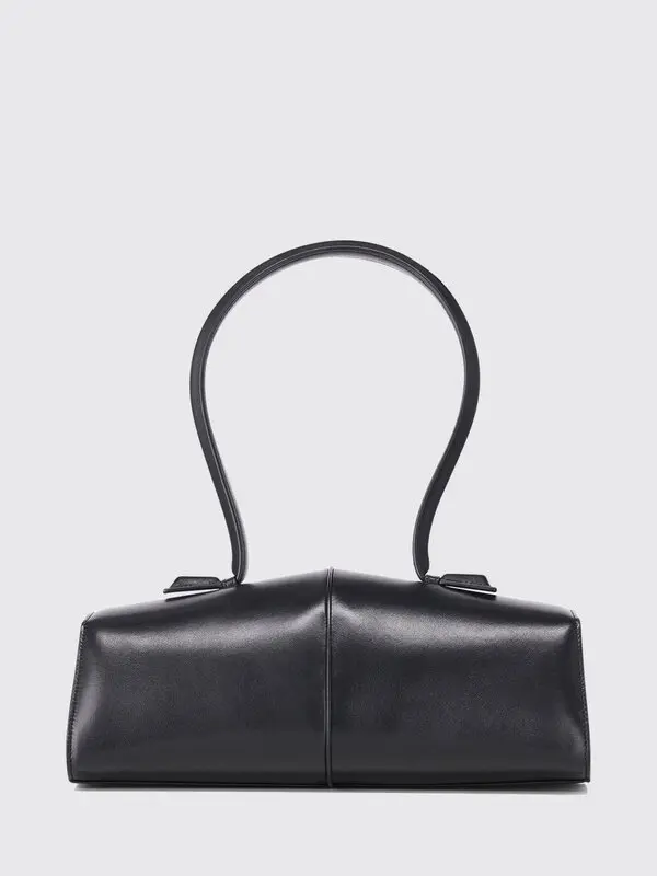 JIL SANDER Linea Lambskin Leather Shoulder Bag - Black