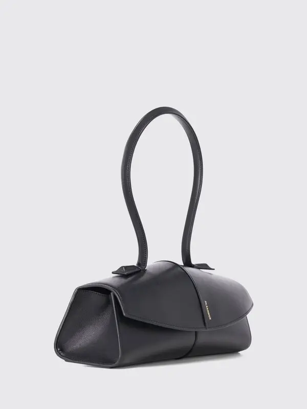 JIL SANDER Linea Lambskin Leather Shoulder Bag - Black