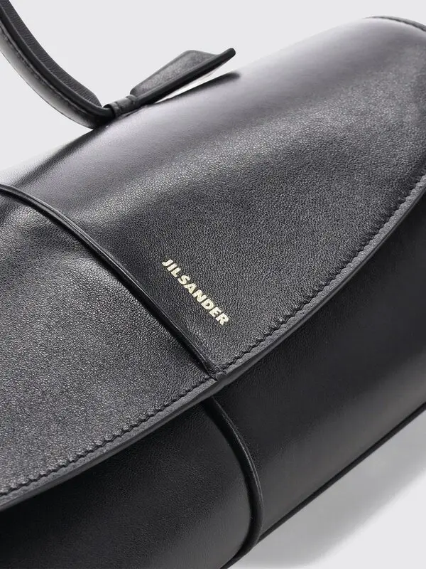 JIL SANDER Linea Lambskin Leather Shoulder Bag - Black