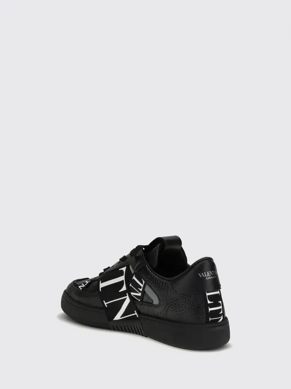 Valentino Garavani Vl7n Smooth Calf Leather Sneakers With Printed Logo - Black
