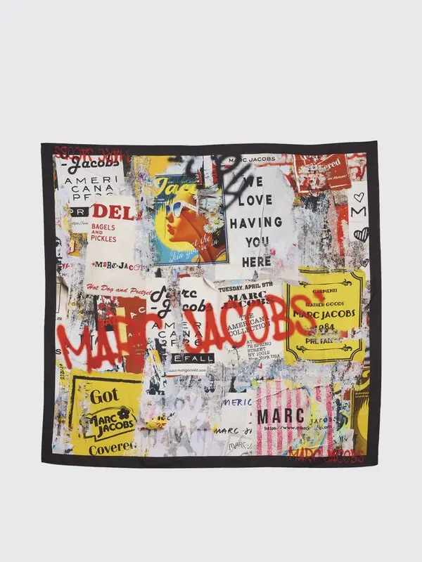 Marc Jacobs All-over Graphic Logo Print Scarf In Pure Silk
