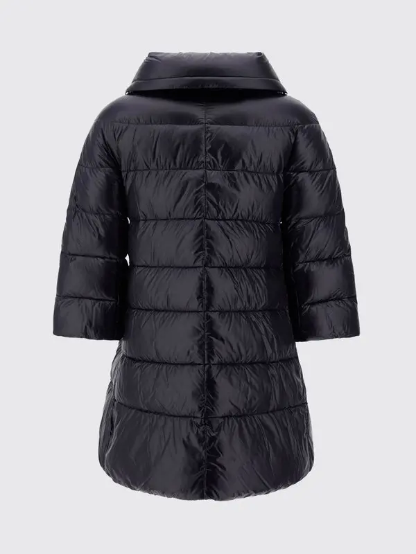 Herno Long Quilted Nylon Puffer Coat With Funnel Neck And Zip Closure