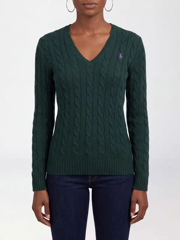 Polo Ralph Lauren Slim Fit V-neck Wool Sweater With Embroidered Pony Logo - Green