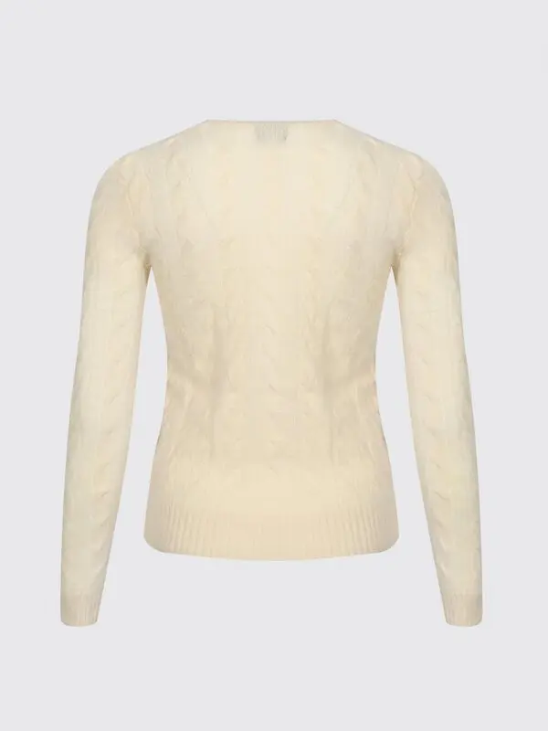 Polo Ralph Lauren Slim Fit V-neck Wool Sweater With Embroidered Pony Logo - White