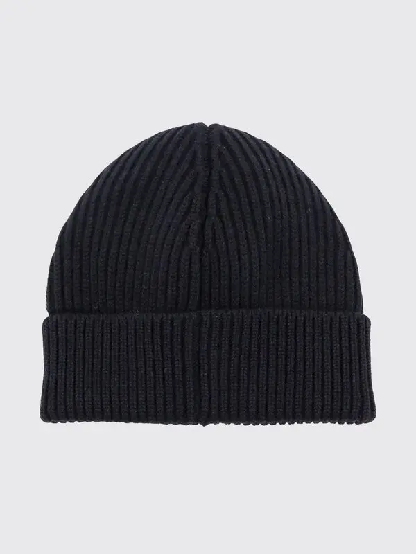 Dolce & Gabbana Ribbed Beanie In Wool And Cashmere Blend With Logo Plaque