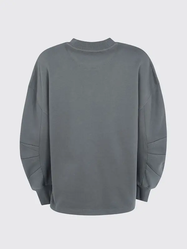 Attico Embroidered Logo Cotton Crewneck Sweatshirt With Side Slits