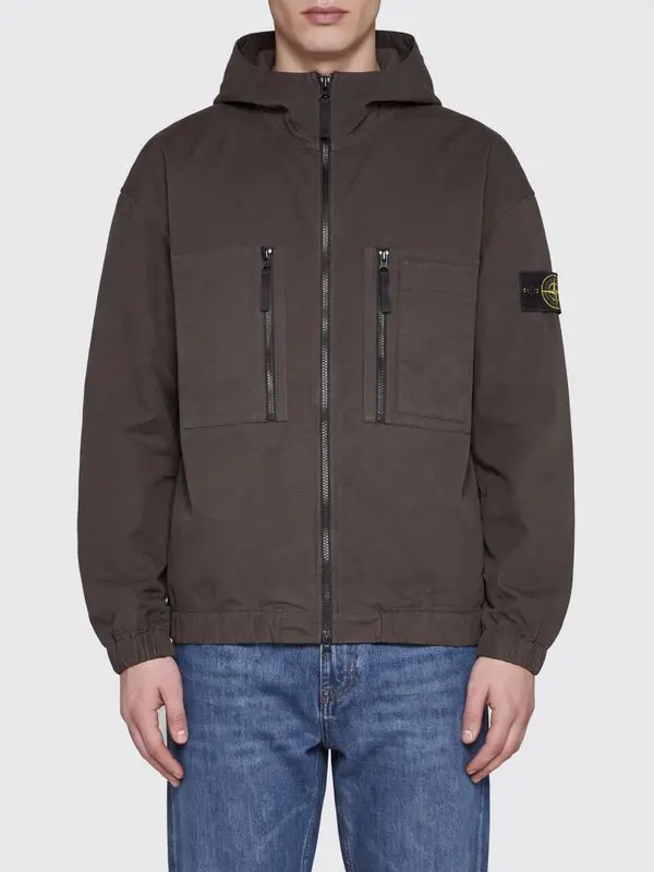 Stone Island Ripstop Nylon Hooded Bomber Jacket With Compass Logo - Grey