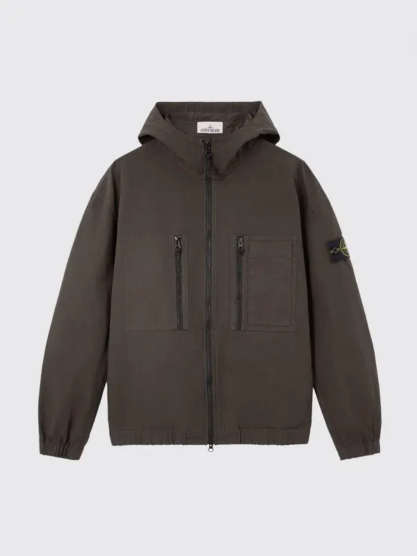 Stone Island Ripstop Nylon Hooded Bomber Jacket With Compass Logo - Grey