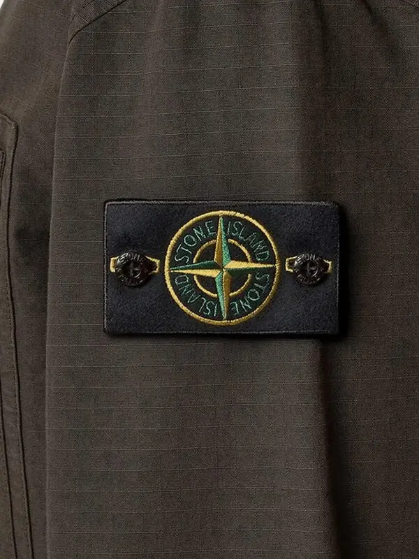 Stone Island Ripstop Nylon Hooded Bomber Jacket With Compass Logo - Grey