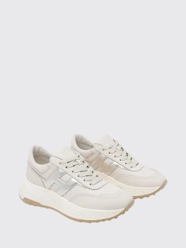 Hogan Hi-fi Smooth And Laminated Nappa Leather Sneakers With Chunky Sole