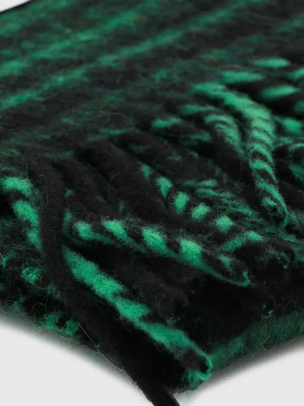 Marni Check Wool And Mohair Blend Scarf With Logo And Frayed Edges - Fa01