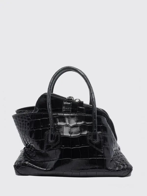 Attico La Passeggiata Croc-effect Calfskin Mini Handbag - Black